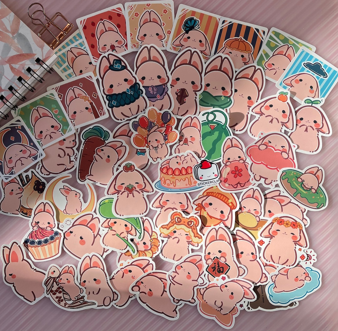 Cute Bunny Sticker Pack, Rabbit Decals for Laptop,planner, Phone, iPad ...