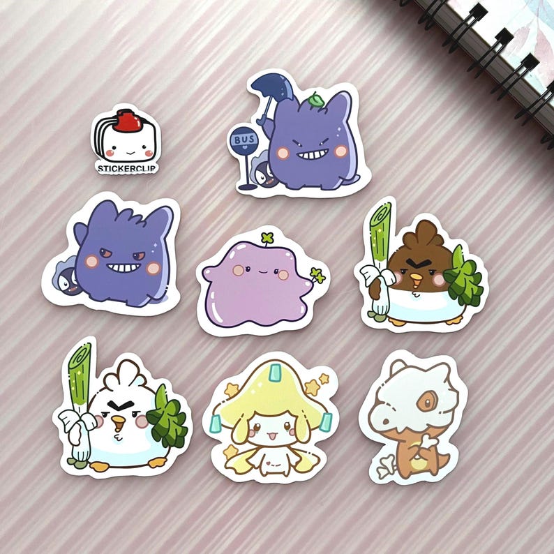 Ditto Poke Sticker Set, Kawaii Food Laptop Decals - Etsy UK