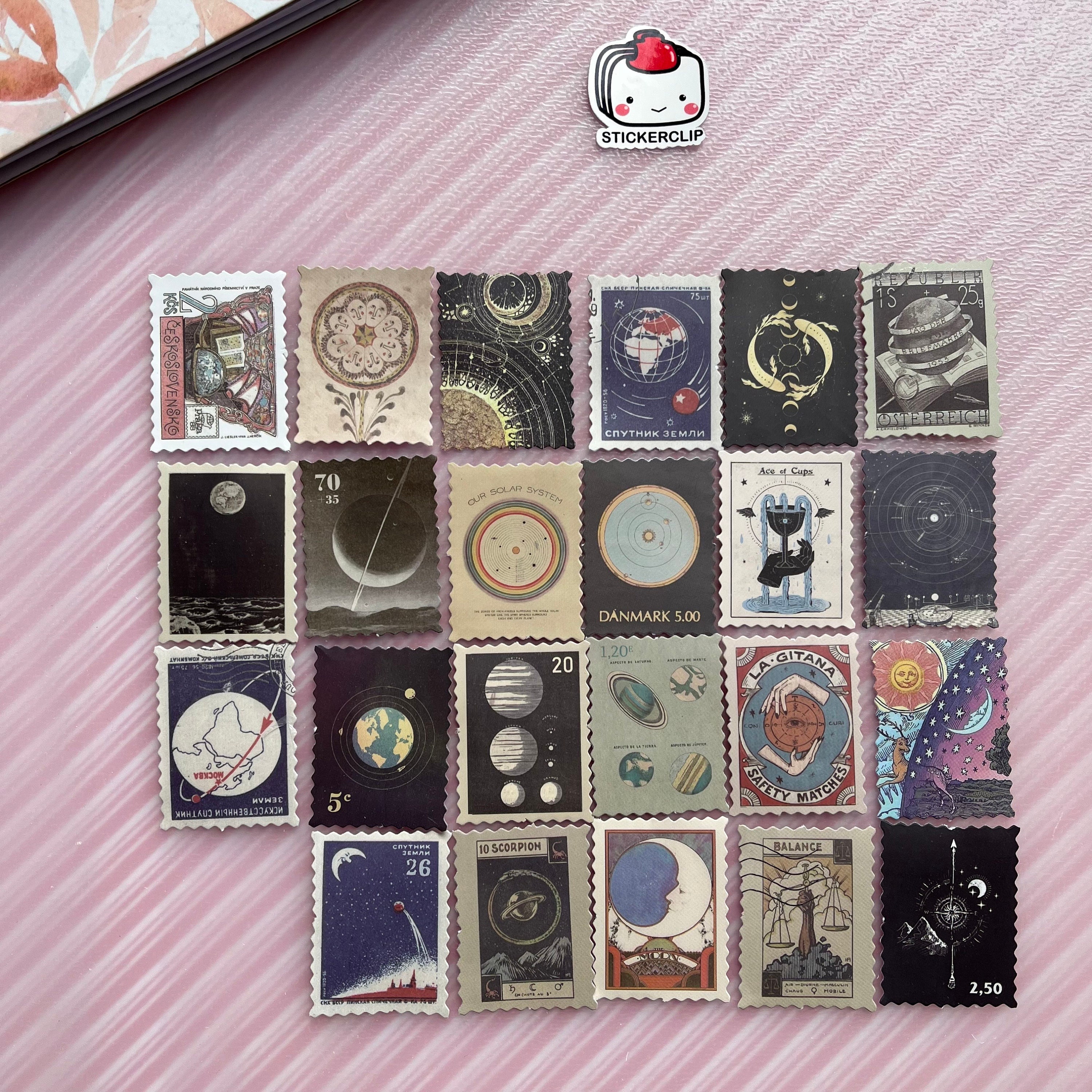 Space Travel Stamp Stickers: Galaxy, Moon, Planets, Astronauts Planner ...