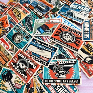Car Vintage Poster Waterproof Vinyl Sticker Set, Retro Car, Classical ...