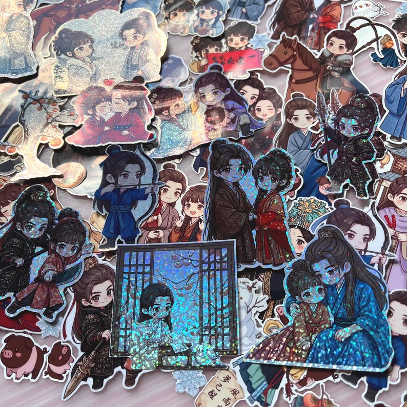 NEW 62 PCS Chibi Warrior Stickers, Holographic POJ Decals, Laptop Decor ...