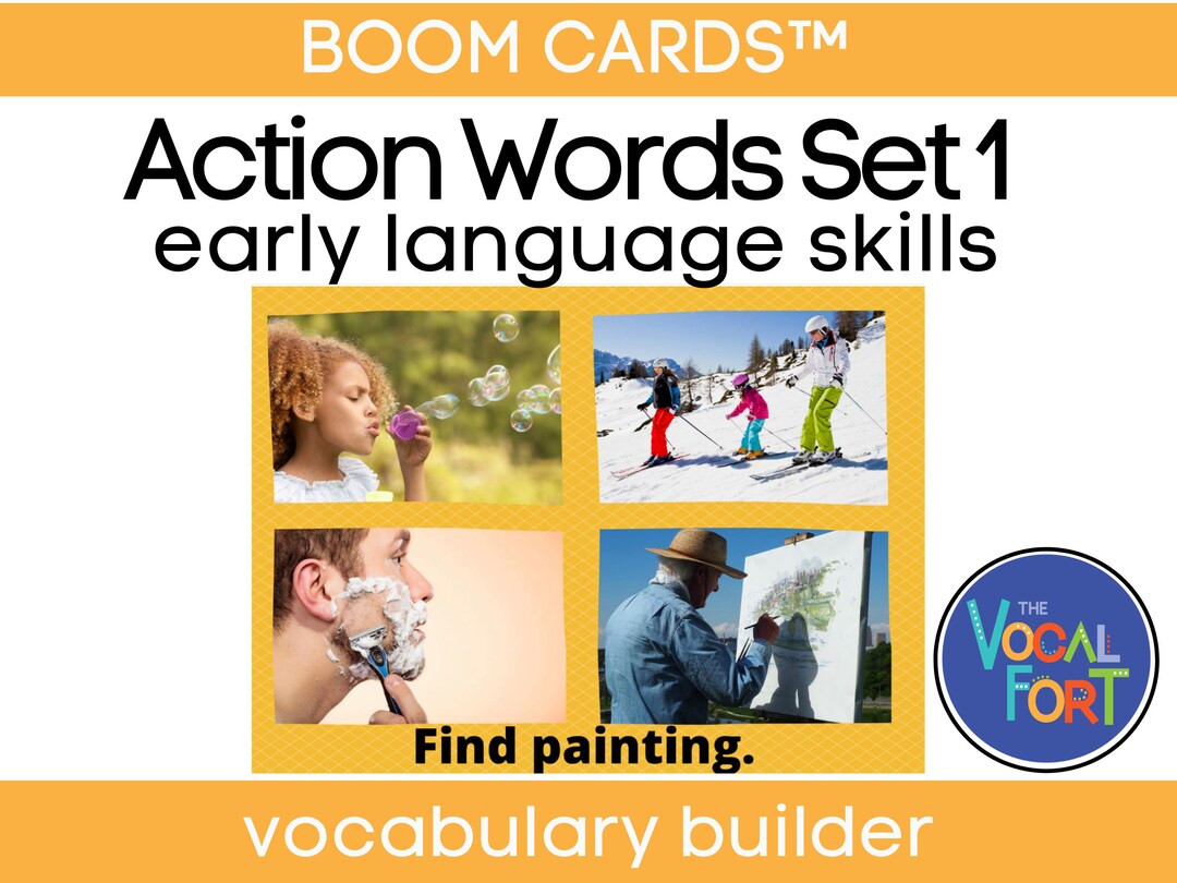 Action Words Set 1 BOOM CARDS™, Digital Learning Activity, Speech ...