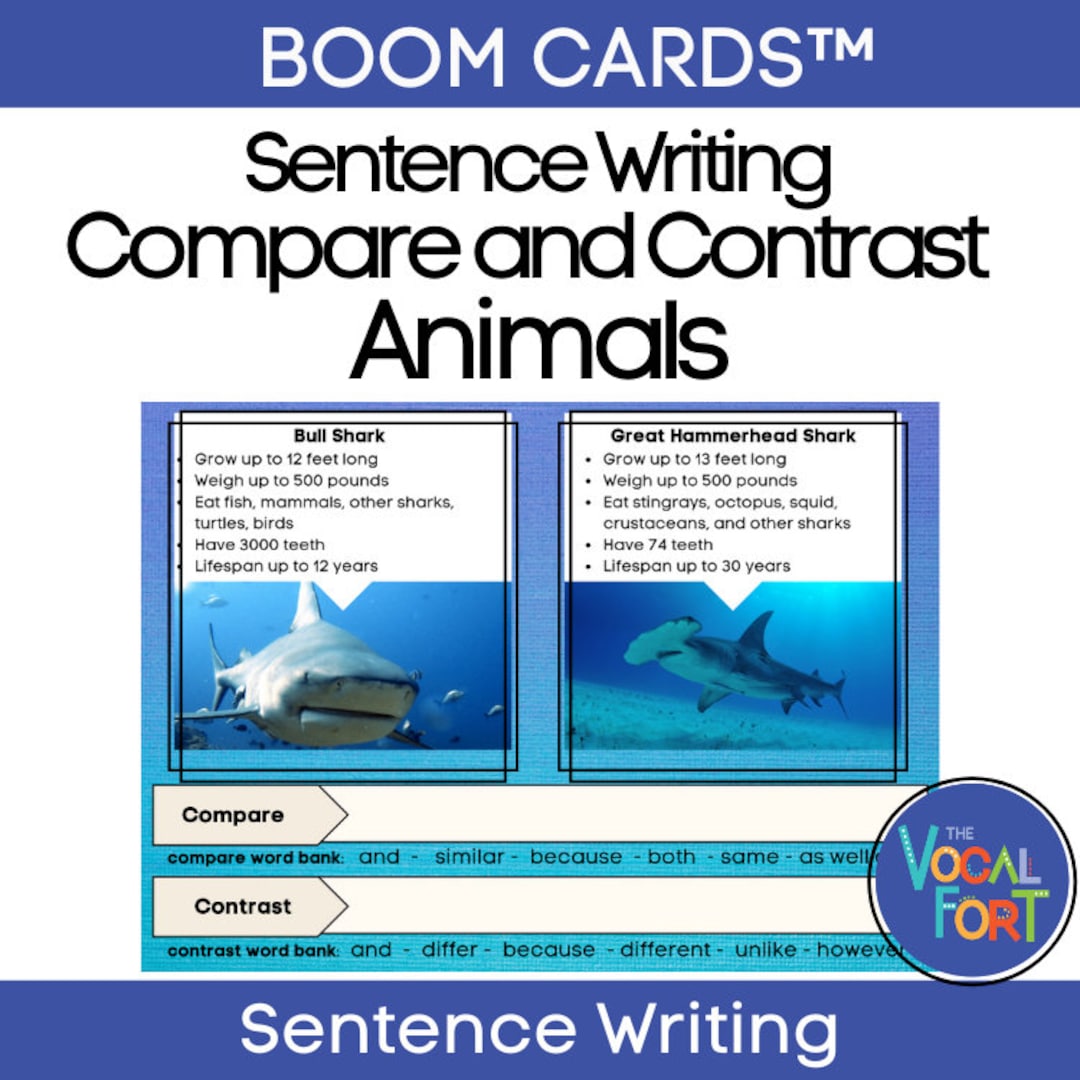 Compare and Contrast Animals Sentence Writing Boom Cards - Etsy