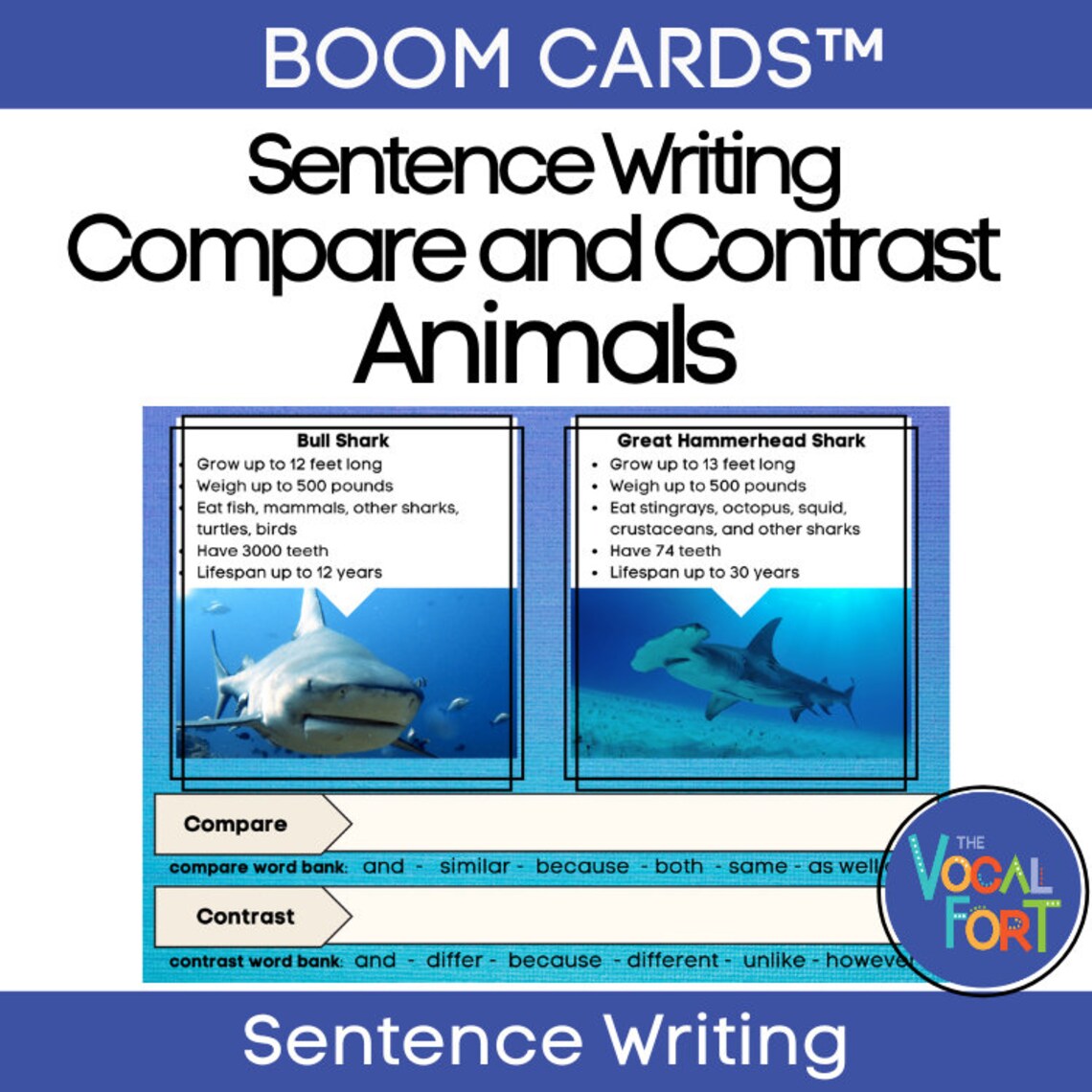 Compare and Contrast Animals Sentence Writing Boom Cards - Etsy