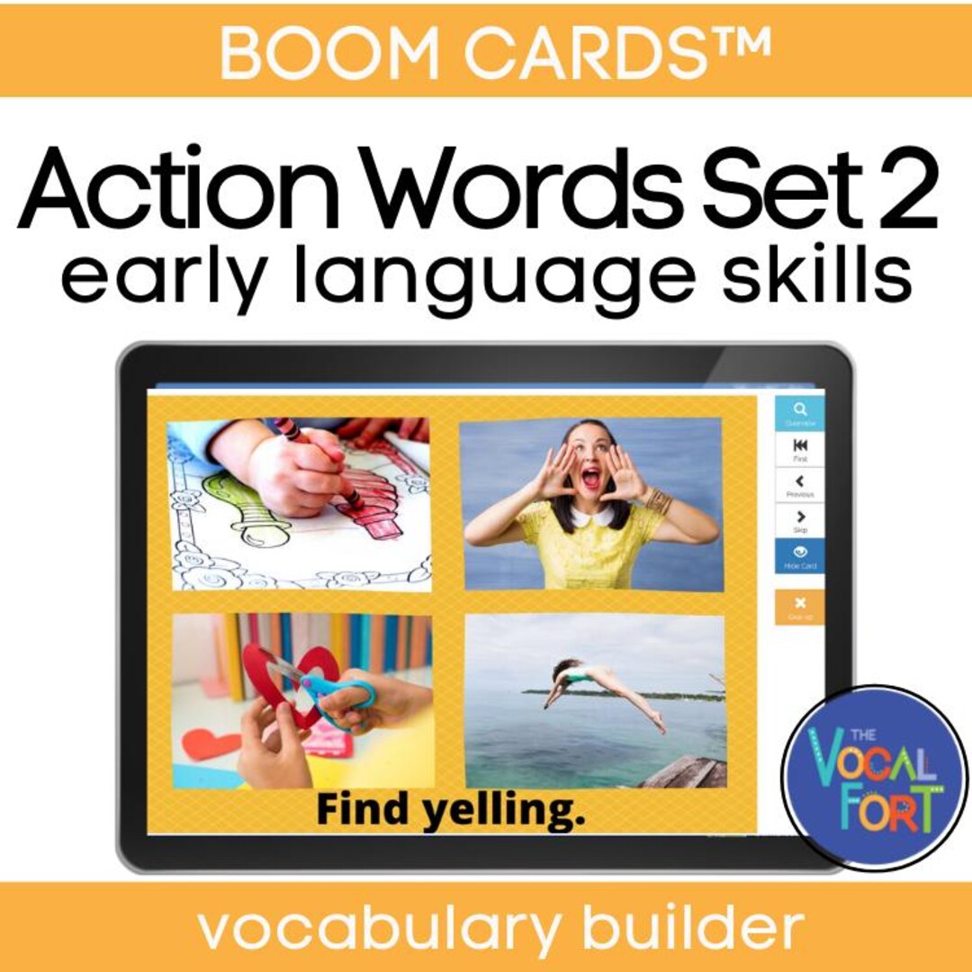 Action Verbs Boom Cards: Speech Therapy Vocabulary Builder (set 2) - Etsy