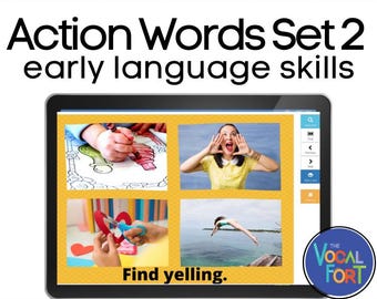 Action Verbs Boom Cards: Speech Therapy Vocabulary Builder (set 2) - Etsy