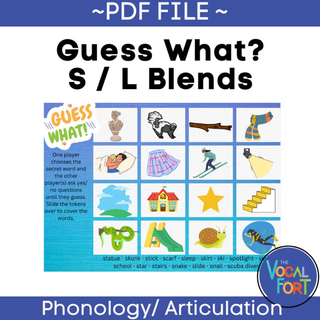 Guess the Secret Word Game PDF | S & L Blends Practice | Speech Therapy ...