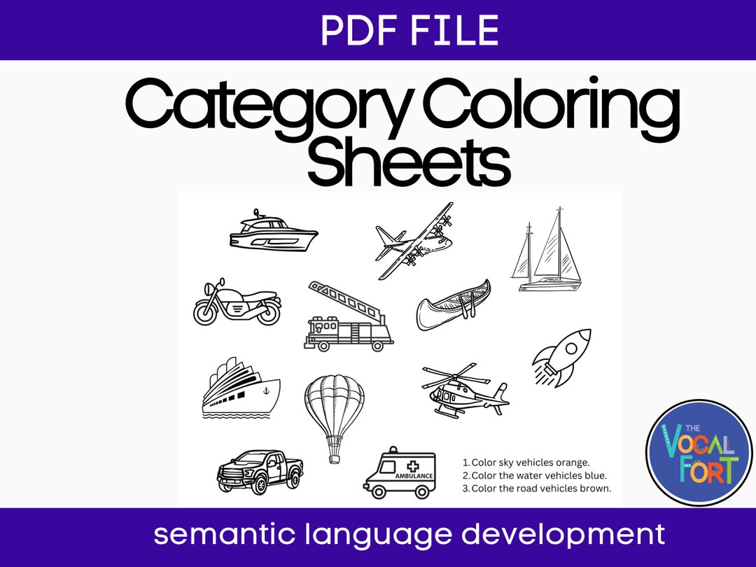 Category Coloring Sheets for Teaching Basic Categorizing - Etsy