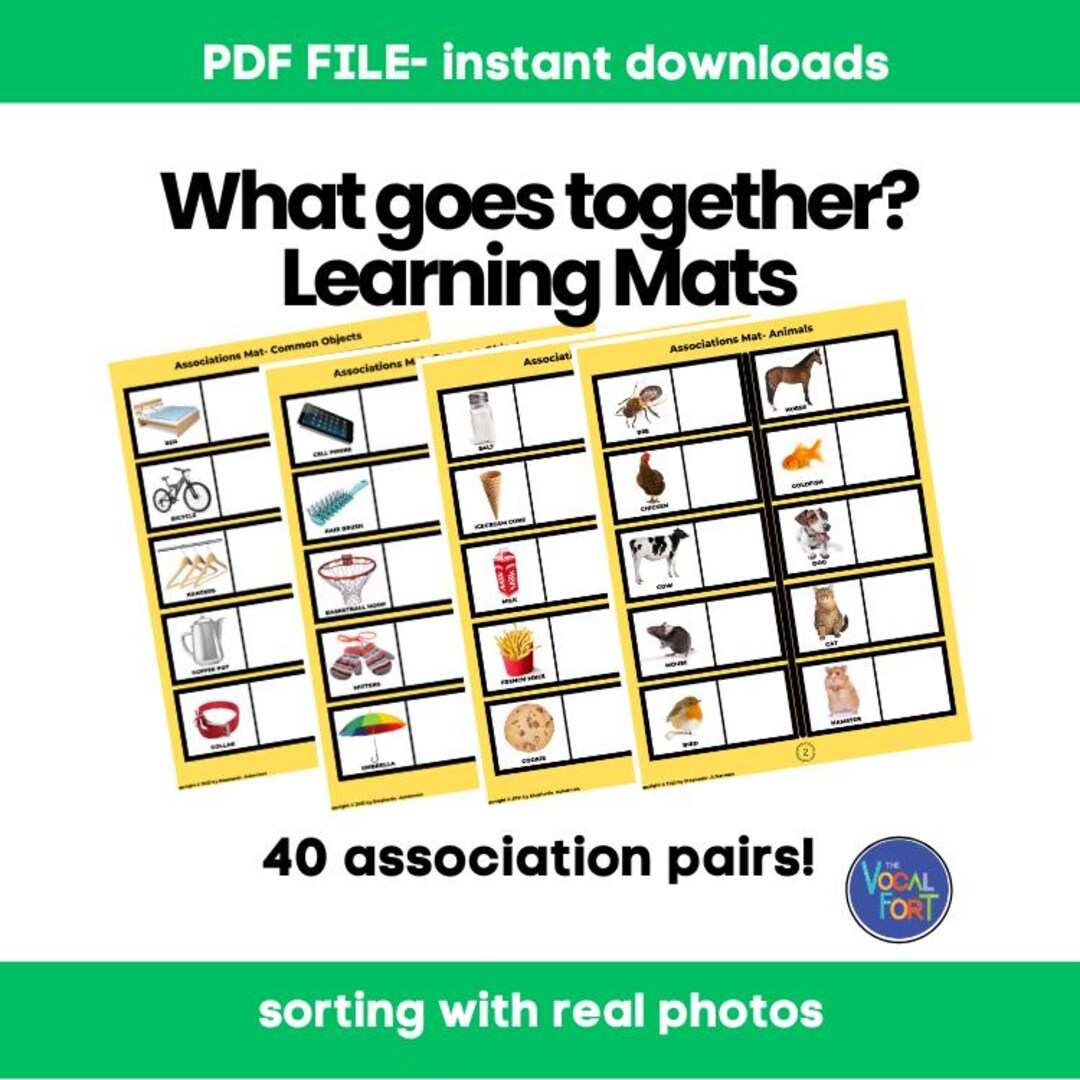 Association Matching PDF | Real Photo Visual Activity | Speech Therapy ...