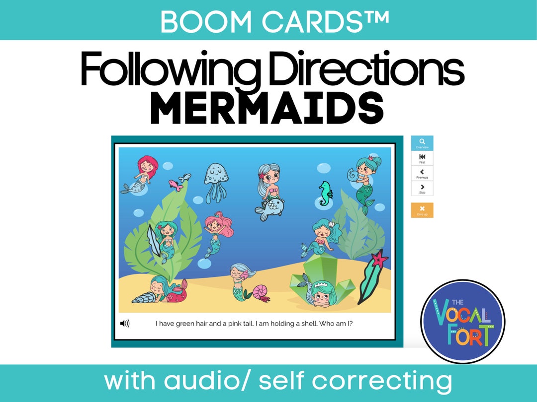 Following Directions Boom Cards™ (mermaid Theme) | Digital Speech ...