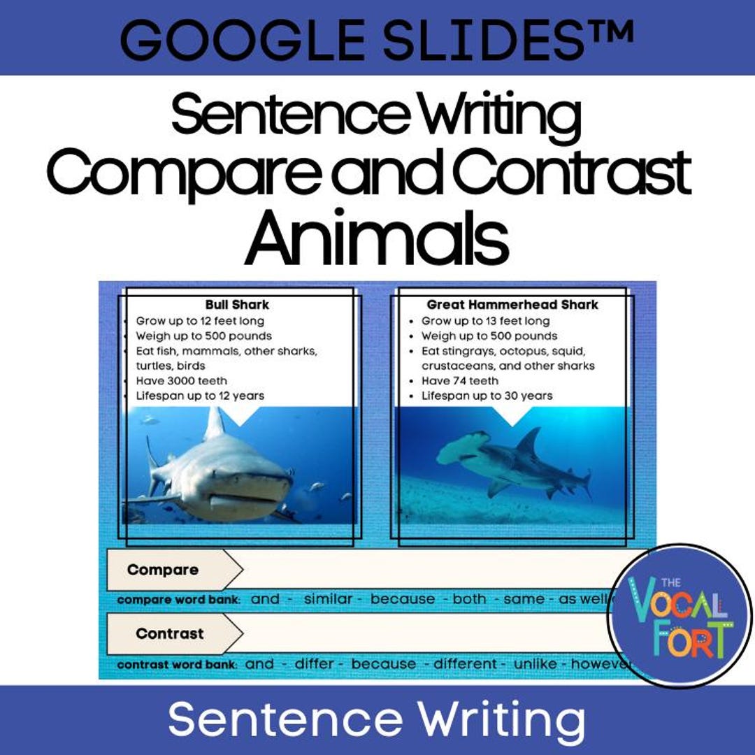 Google Slides™ Compare and Contrast Animals Sentence Writing - Etsy
