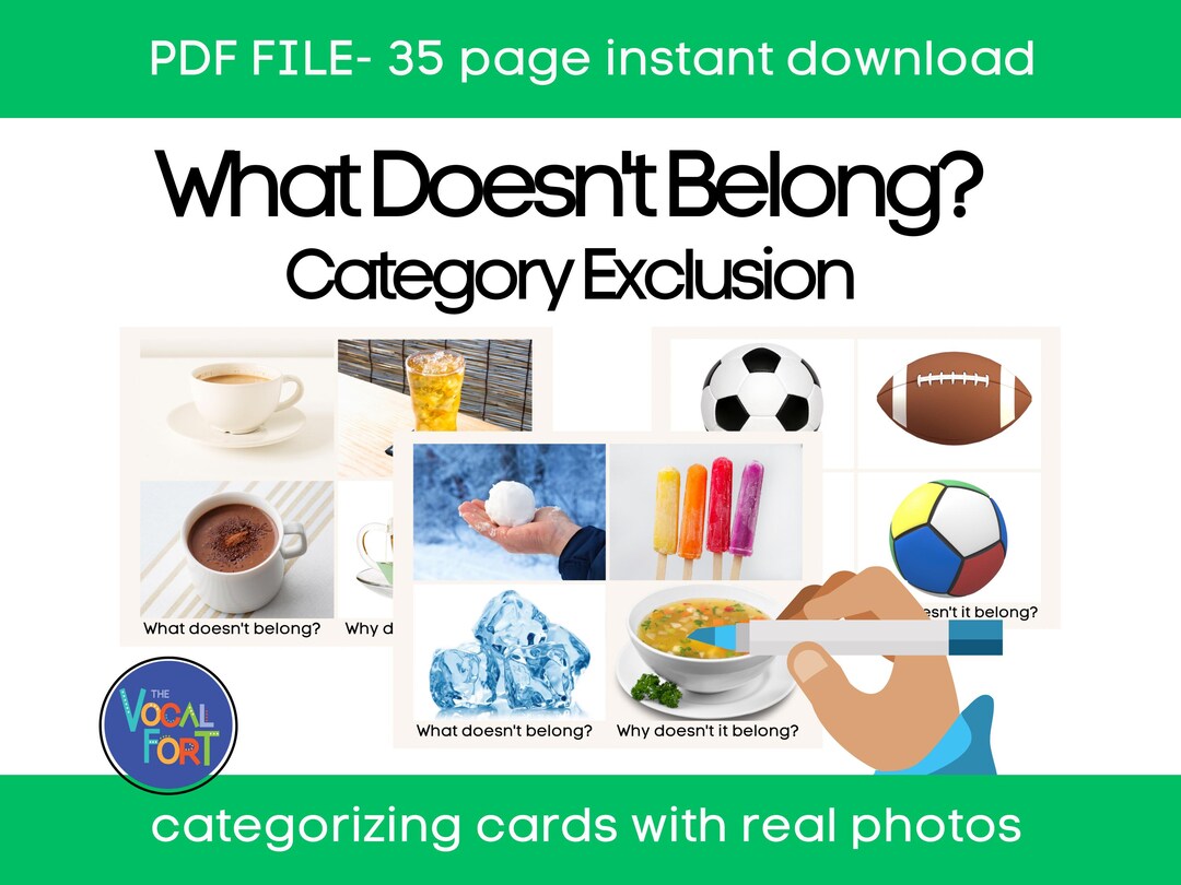 What Doesn’t Belong? Language Activity PDF | Real Photos | Instant ...