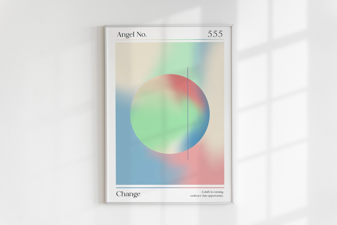 555 Angel Number Download Poster, Gradient Aura Digital Printable Wall ...