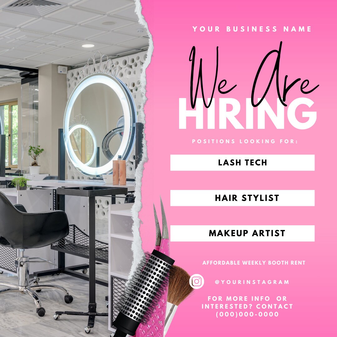 DIY HIRING Salon Boutique Flyer Canva Template - Etsy