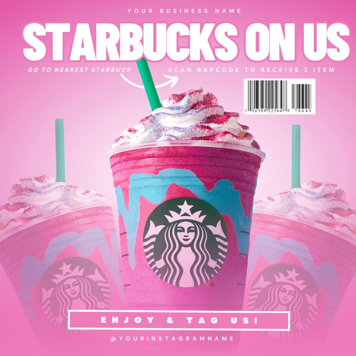 Customer Appreciation Starbucks Social Media Business Promotional Flyer Canva Template - Etsy
