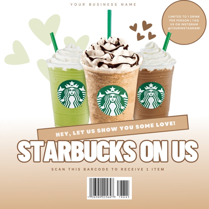Customer Appreciation Starbucks Flyer Diy Easy to Edit Drink Beverage Treat Social Media ...