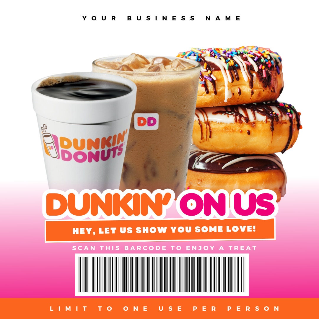 Customer Appreciation Dunkin Donuts Flyer Canva Template - Etsy