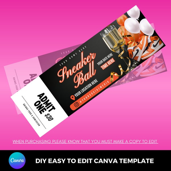 Sneaker Ball Ticket Template - Etsy