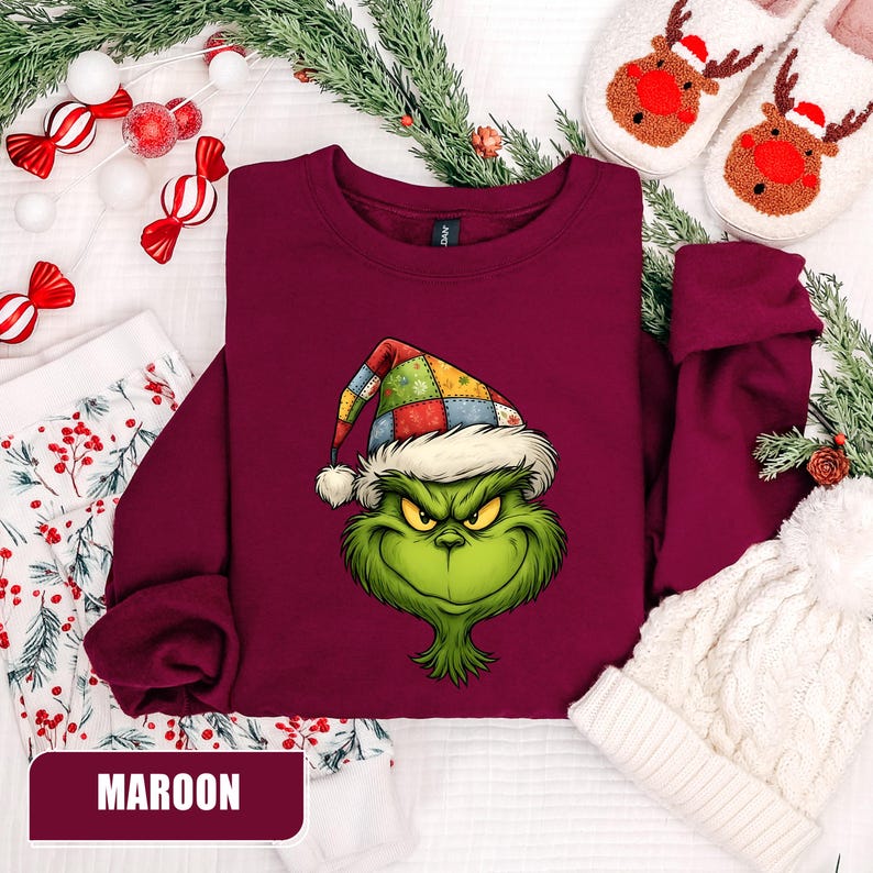 Felpa natalizia Grinch, maglietta della famiglia Grinch, felpa con ...