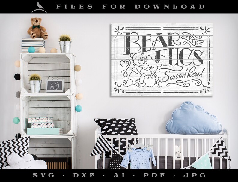 Stencil Art: Pooh Bear Hugs Design in Digital Format for - Etsy