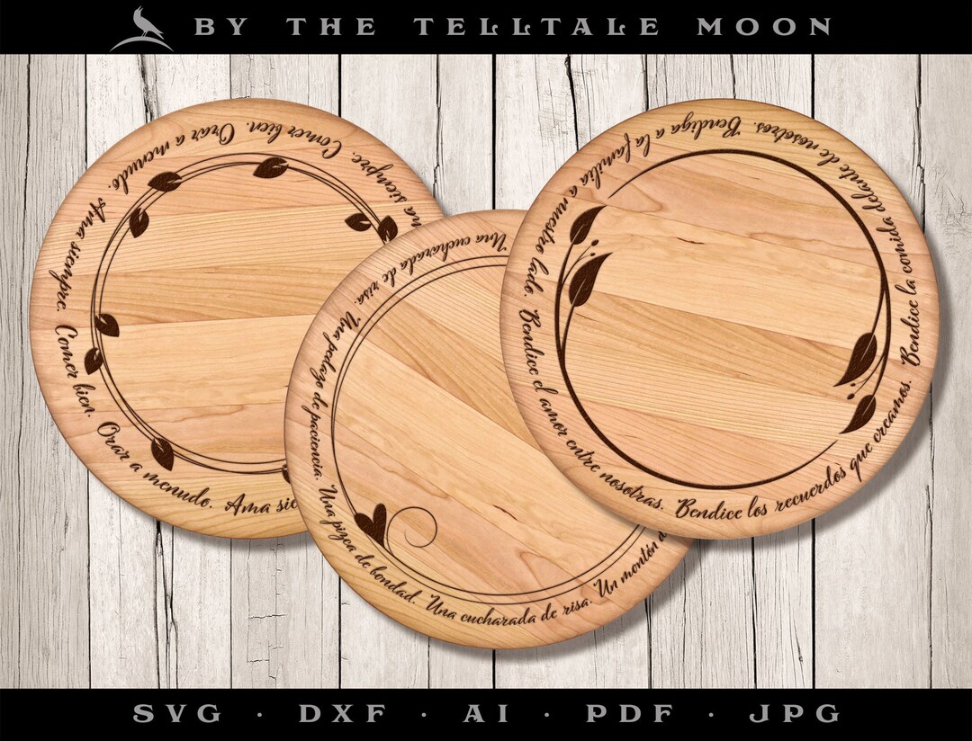 Set of 3 Spanish Script Designs for Cutting Boards, Digital Download ...