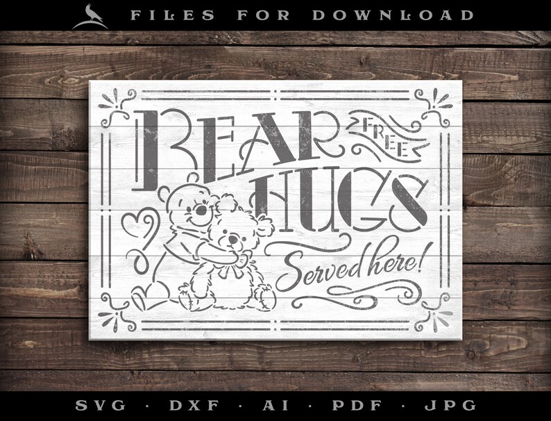 Stencil Art: Pooh Bear Hugs Design in Digital Format for - Etsy