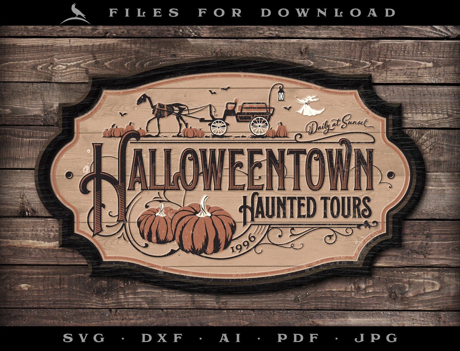 Vintage-style halloween Town Haunted Tours Sign - Etsy