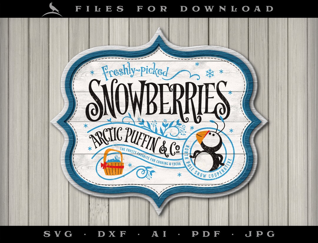 Sweet Snowberries Winter Sign and Label Artwork in Digital Format for ...