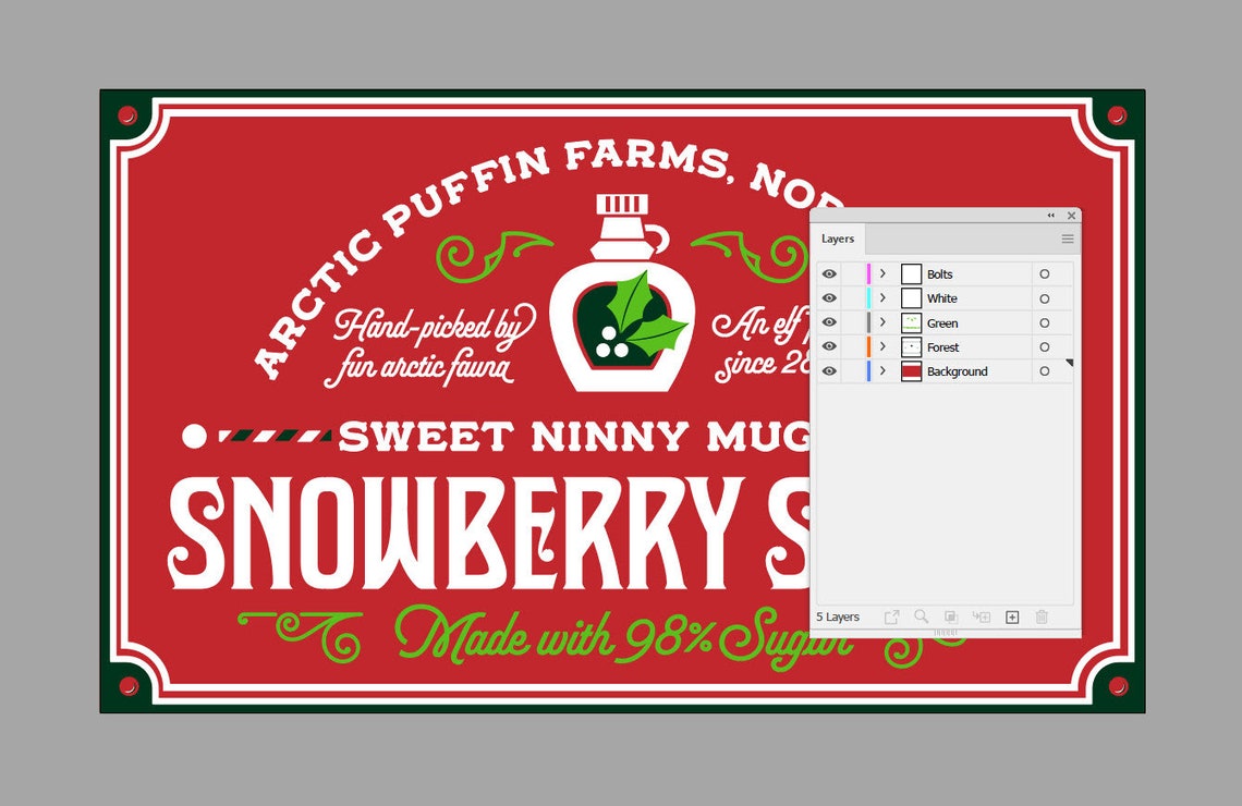 Snowberry Syrup Winter Sign and Label Artwork in Digital - Etsy