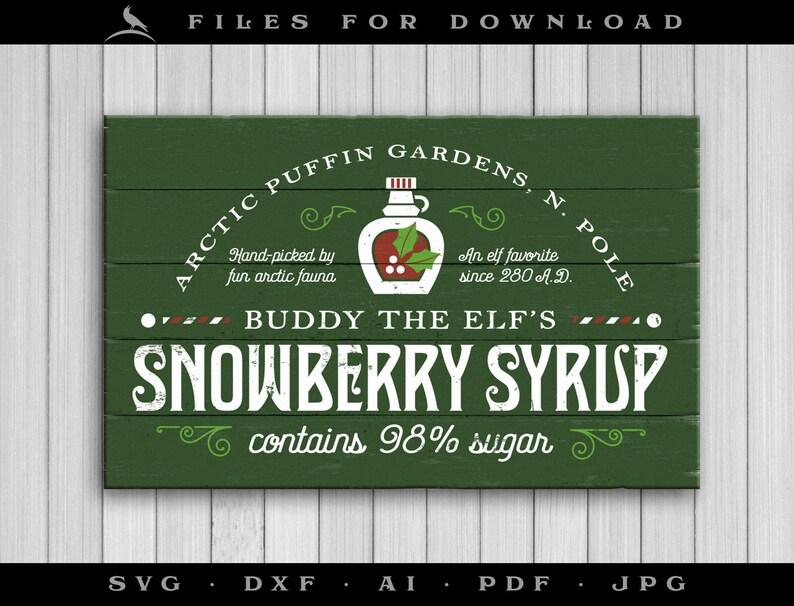 Snowberry Syrup Winter Sign and Label Artwork in Digital - Etsy