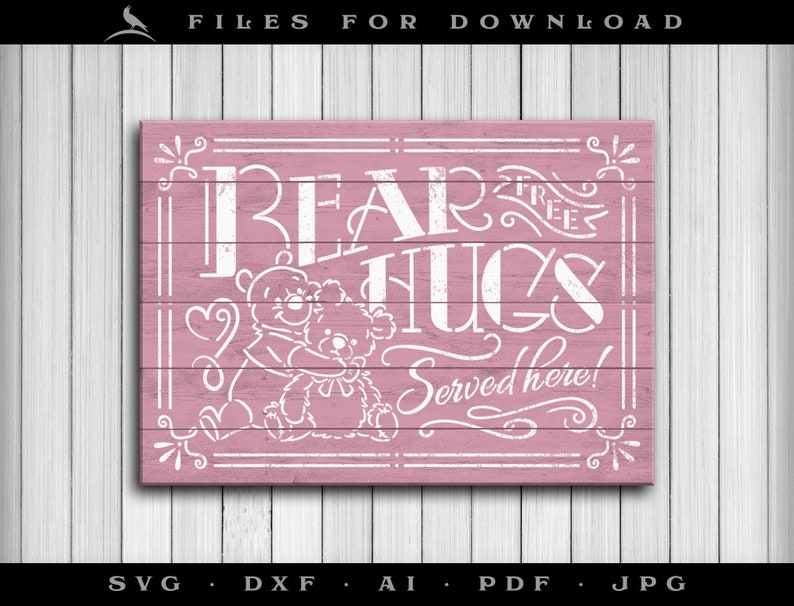 Stencil Art: Pooh Bear Hugs Design in Digital Format for - Etsy