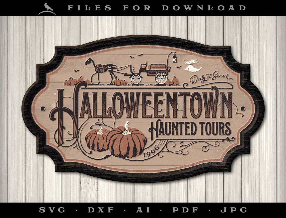 Vintage-style halloween Town Haunted Tours Sign - Etsy