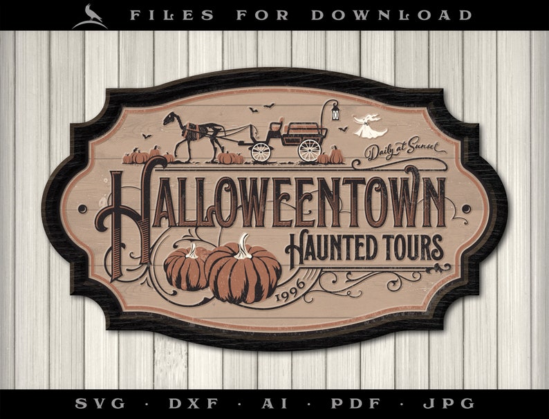 Vintage-style halloween Town Haunted Tours Sign - Etsy