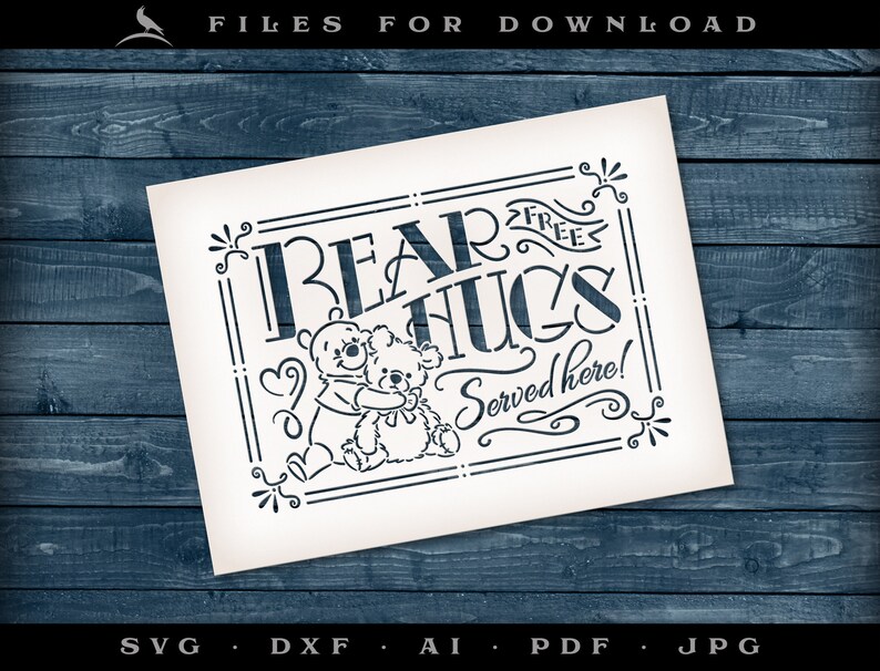 Stencil Art: Pooh Bear Hugs Design in Digital Format for - Etsy
