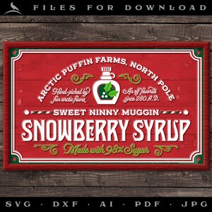 Snowberry Syrup Winter Sign and Label Artwork in Digital - Etsy