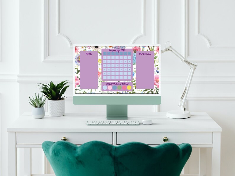 Pastel Floral Desktop Organizer Wallpaper 2023 MacBook Wallpaper ...