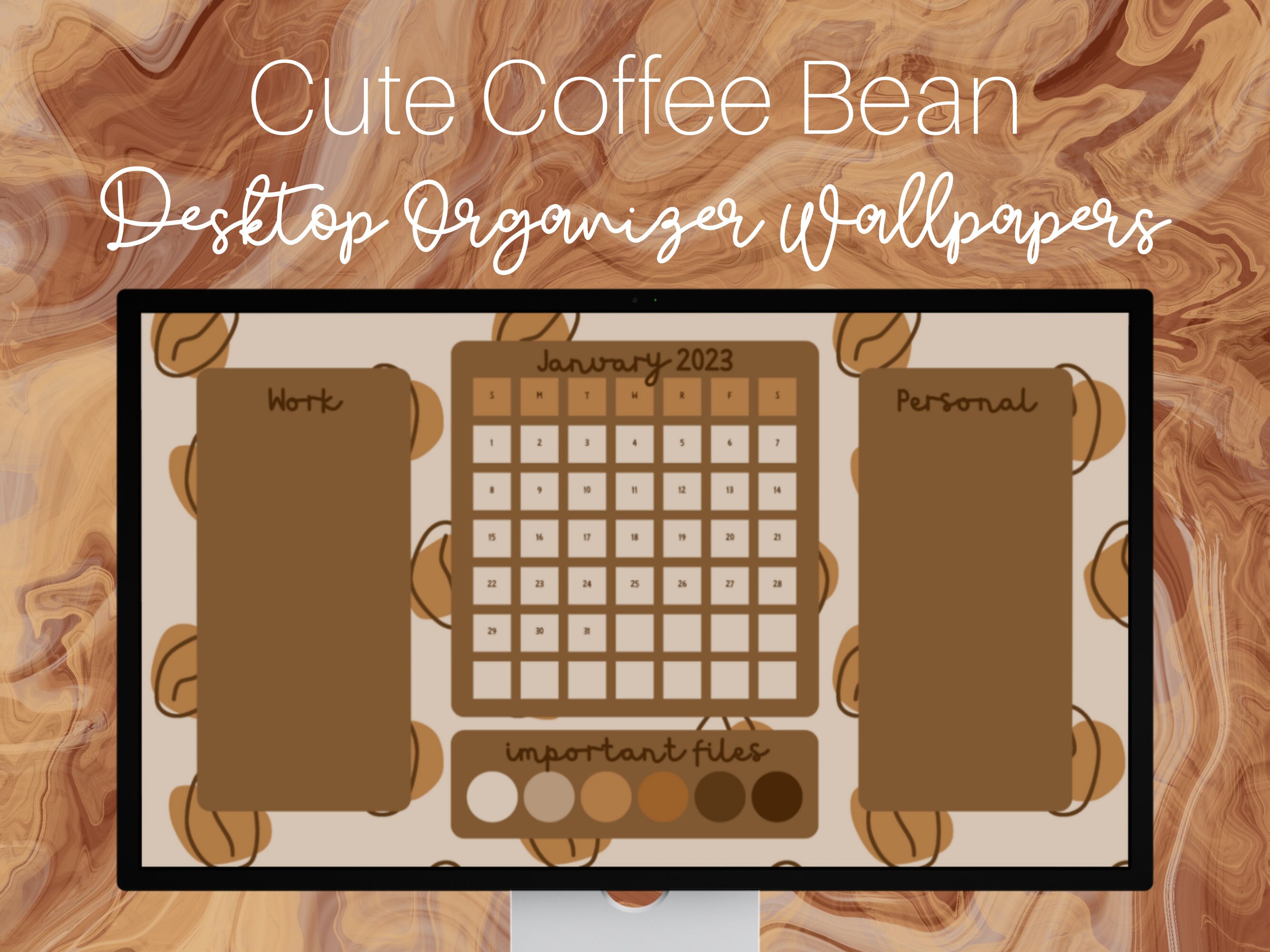 Cute Coffee Desktop Organizer Wallpaper 2023 MacBook Wallpaper Monthly ...