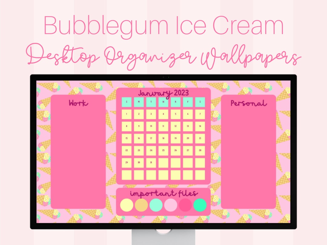 Bubblegum Ice Cream Desktop Organizer Wallpaper 2023 MacBook Wallpaper ...