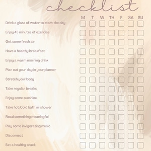 Printable Selfcare Checklist - Etsy
