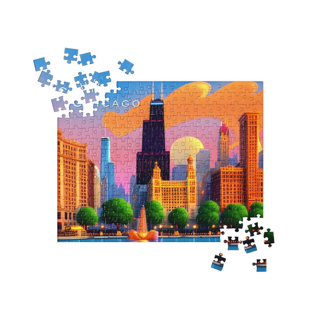 Chicago Skyline Jigsaw Puzzle - Etsy