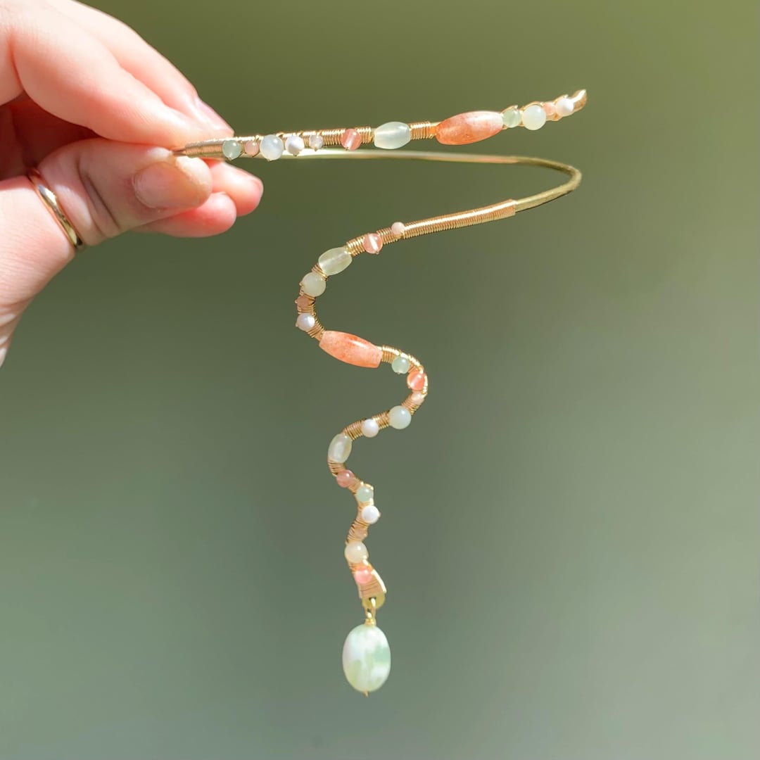 Crystal Embellished Arm Cuff: Sunstone, Jade & Mother of Pearl - Etsy
