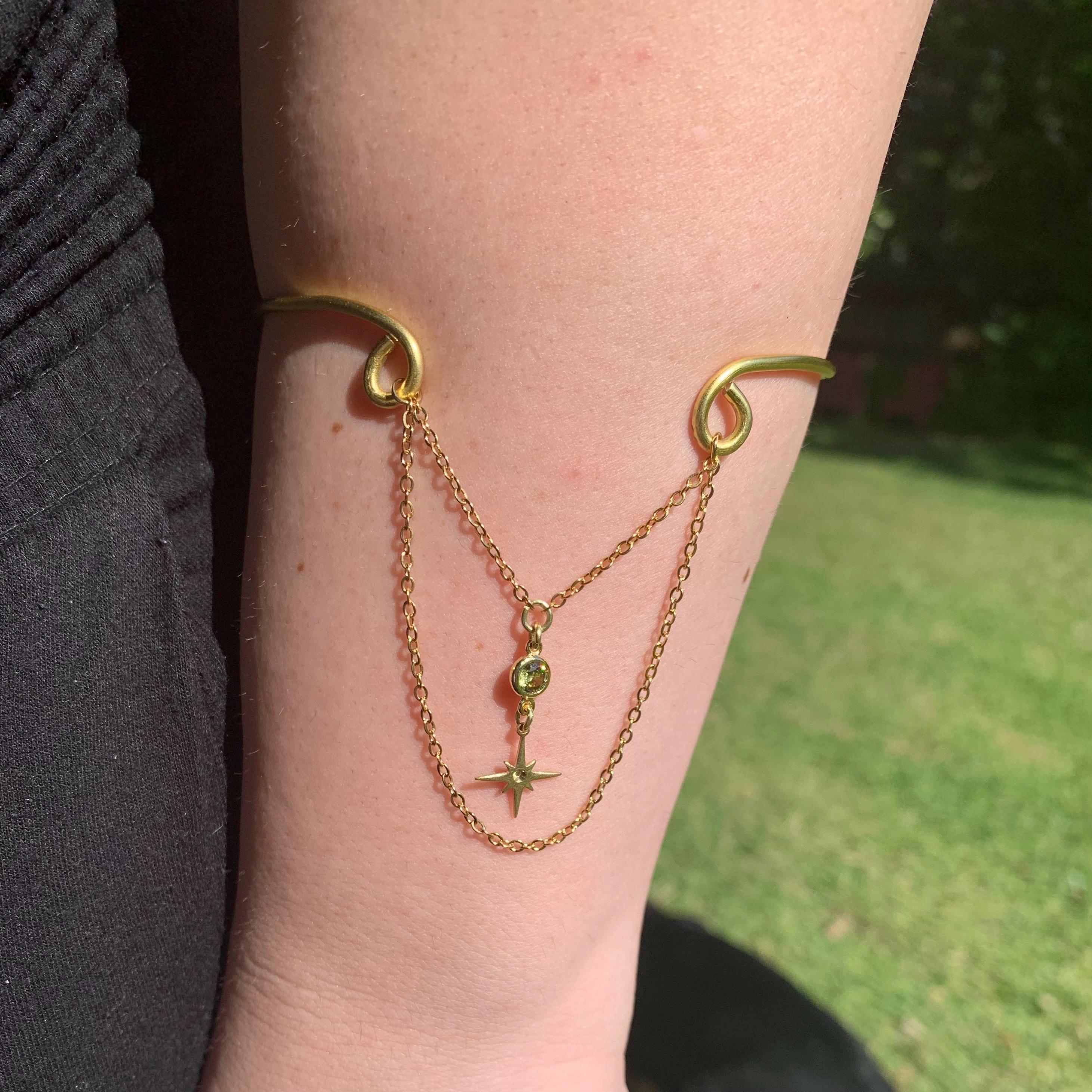 Custom Birthstone Chain Arm Cuff | Arm Cuff | Armlet | Bracelet ...
