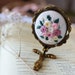 Floral Embroidered Compact Mirror. Flower Pocket Mirror. Makeup Mirror ...