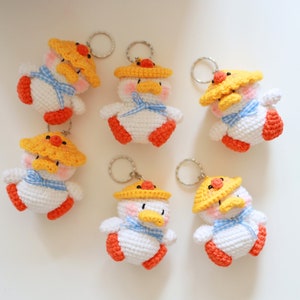 Crochet Duck Keychain, Cartoon Animal Key Chain, Hand-crocheted Small ...