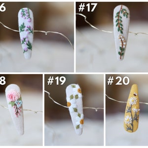 Flower Linen Hair Clips, Handmade Floral Embroidered Hair Clips, Cute ...