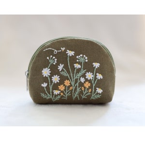 Hand Embroidered Coin Purse With Flower Embroidery, Custom Earphone ...