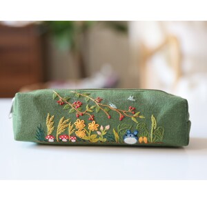 Hand Embroidered Pencil Case With Flower Embroidery, Pen Case, Floral ...