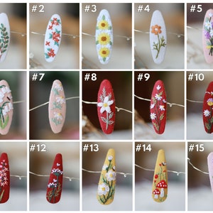 Flower Linen Hair Clips, Handmade Floral Embroidered Hair Clips, Cute ...