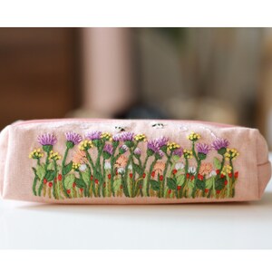 Hand Embroidered Pencil Case With Flower Embroidery, Pen Case, Floral ...