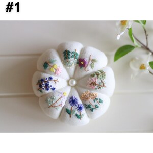 Floral Hand Embroidered Pin Cushion, Handmade Pin Accessory, Vintage ...
